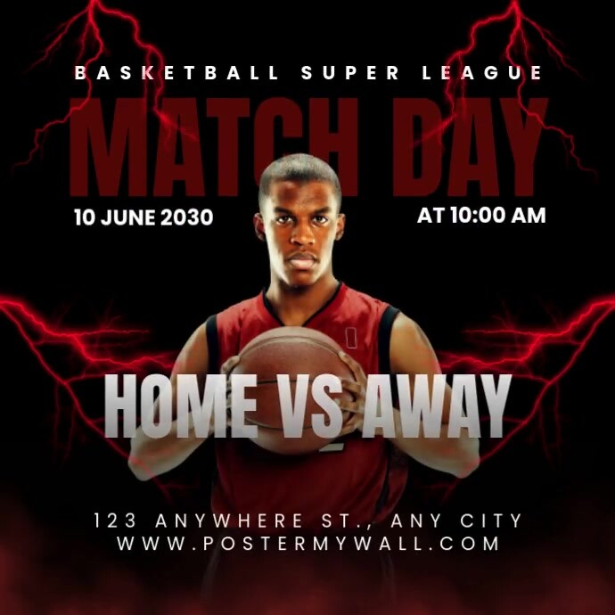 Black Abstrak Basketball Match Day Pos Instagram Template | PosterMyWall