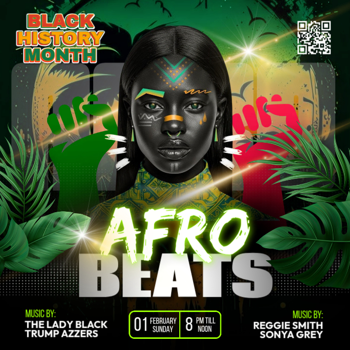 Black Afro Beats Music Event Template | PosterMyWall