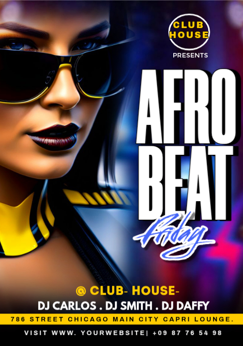 Black Afrobeat Club Event A5 Template | PosterMyWall