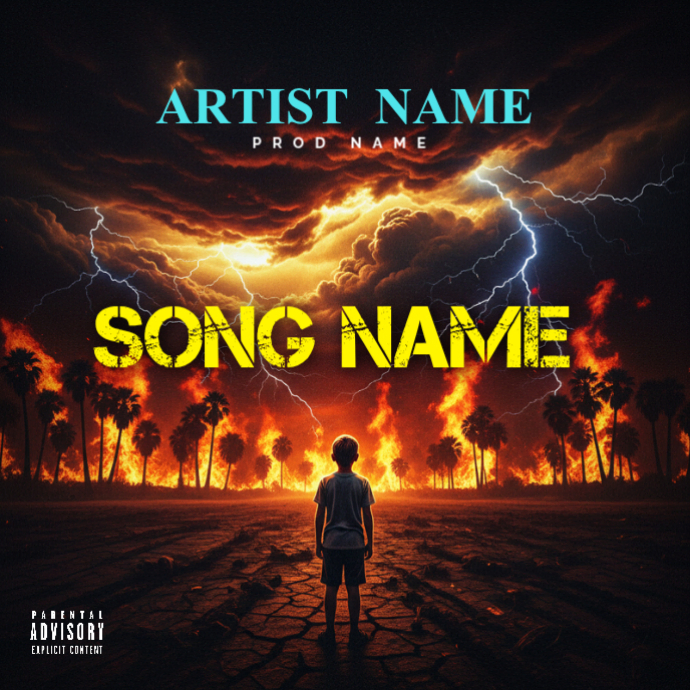 Black Album Cover fire way Template | PosterMyWall