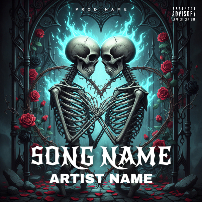 Black Album Cover skull couple love Template | PosterMyWall