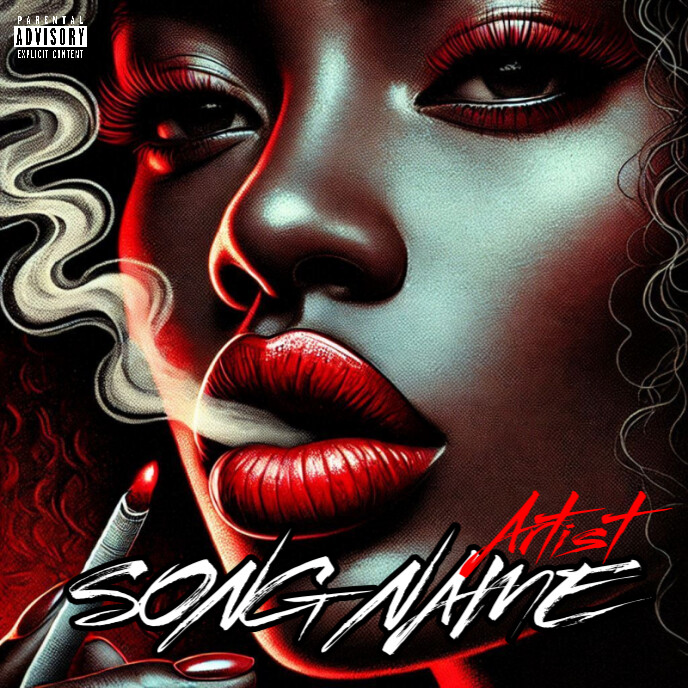 Black Album Cover The Lips Album Cover Album Cover Template | PosterMyWall