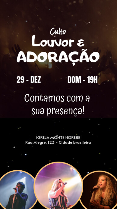 Black Alegre Convite Culto Louvor E Adoração História Do Instagram ...
