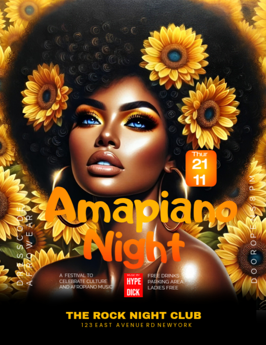 Black Amapiano Night Event Flyer Template | PosterMyWall