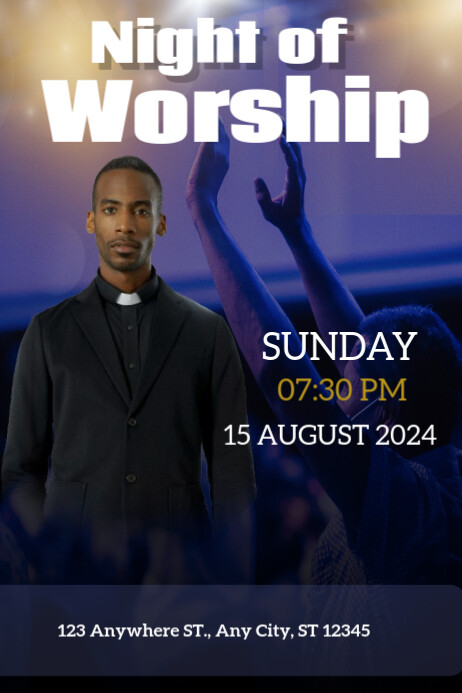 Black and blue Maximalist Church Night Of Worship Poster Template | PosterMyWall