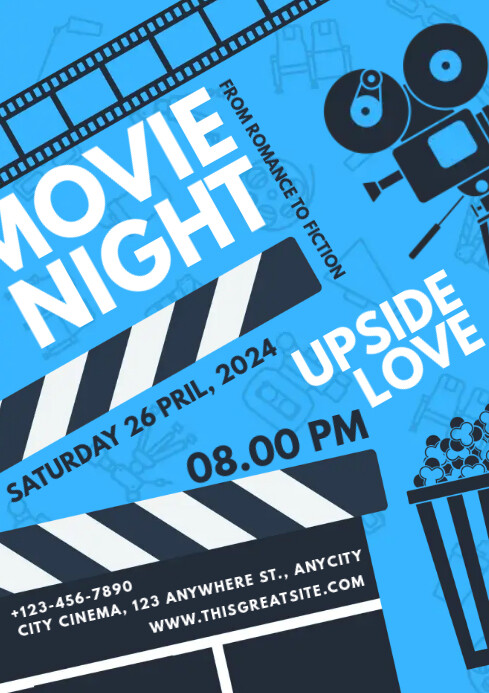 Black and Blue Movie Night Template | PosterMyWall