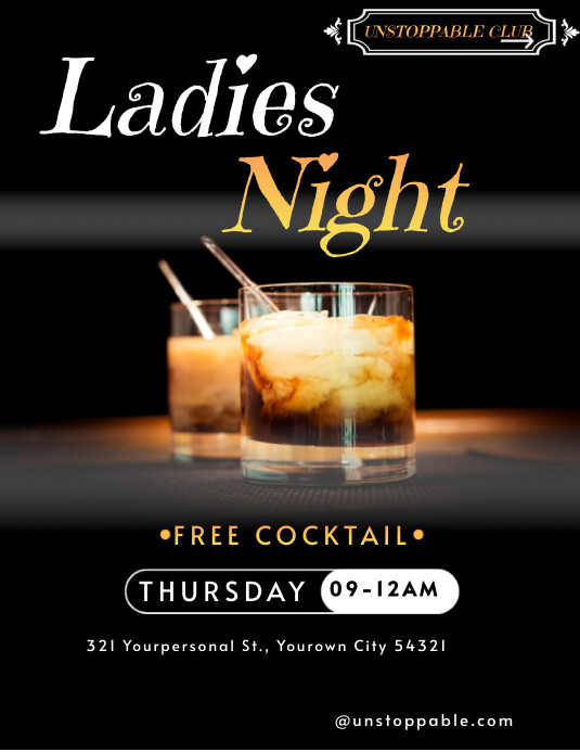 Black and brown ladies night background Template | PosterMyWall