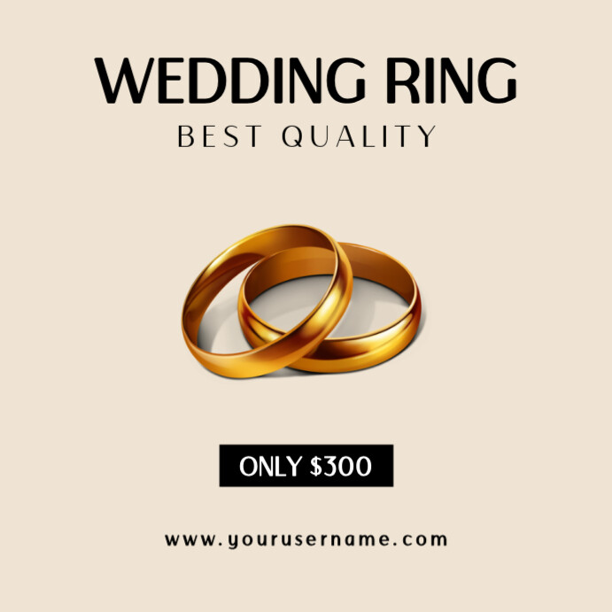 Black and Cream Minimalist Wedding Ring Instagram Post Template ...