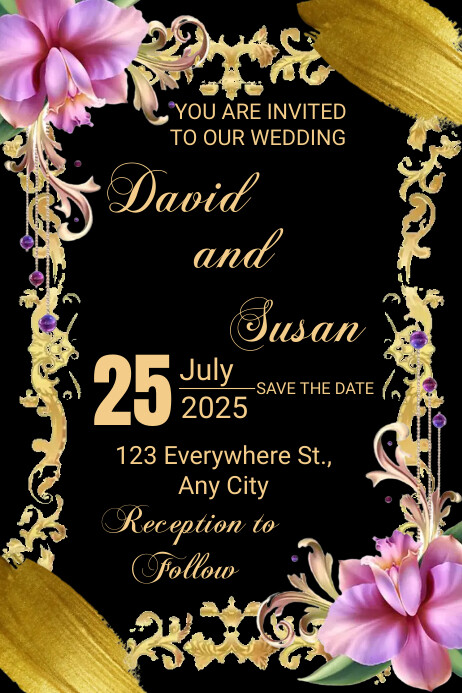 Black and gold background wedding/anniversary Template | PosterMyWall
