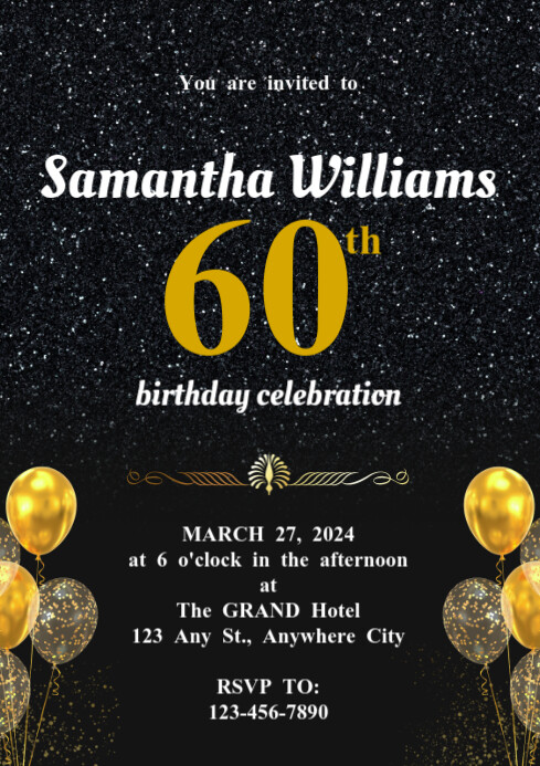 Black and Gold - Birthday Invitation Template | PosterMyWall