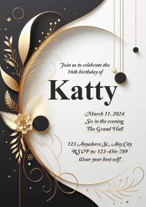 Black and Gold - Birthday Invitation Template | PosterMyWall