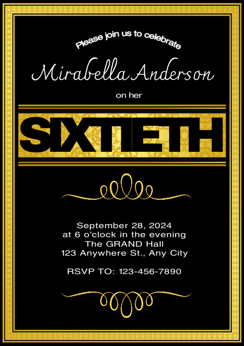Black and Gold - Birthday Invitation Template | PosterMyWall