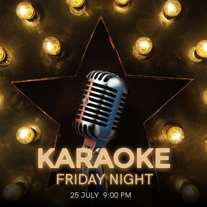 Black and Gold Collage Karaoke Night Instagram Post Template | PosterMyWall