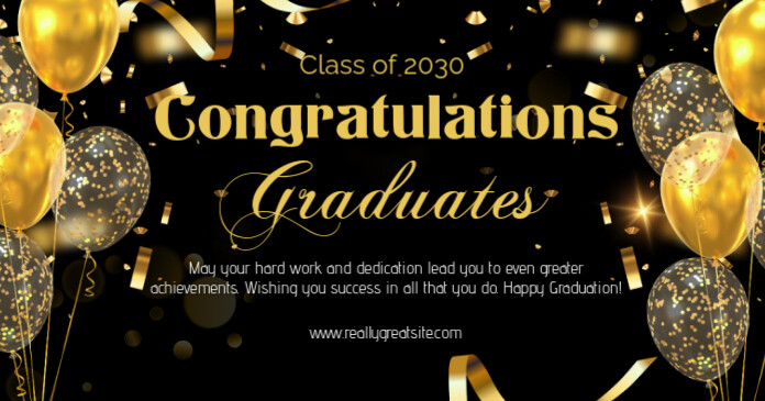 Plantilla de Black and Gold Congratulations Graduation Facebook Post ...