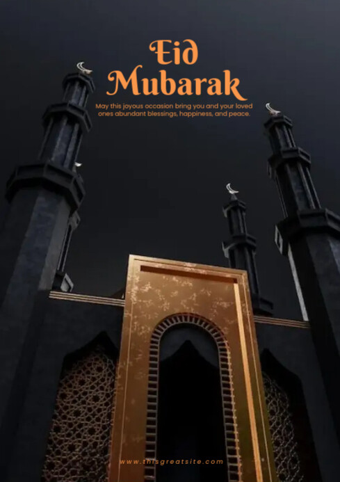 Black and Gold Eid Mubarak greetings Template | PosterMyWall