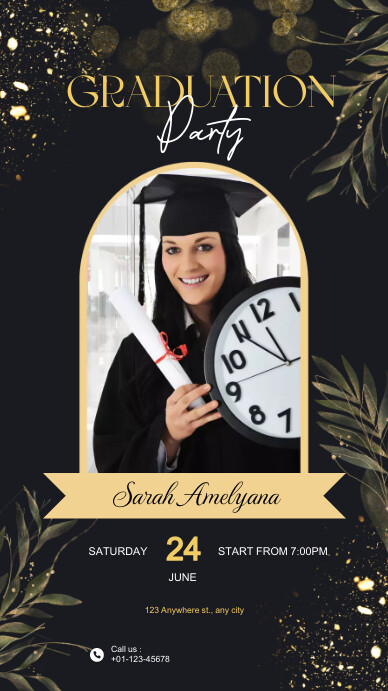 Black and Gold Elegant Happy Graduation Insta Template | PosterMyWall