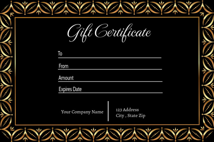 Black and Gold Gift Certificate Template | PosterMyWall