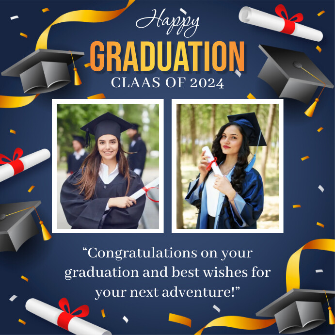 Black and Gold Maximalist Happy Graduation In | PosterMyWall