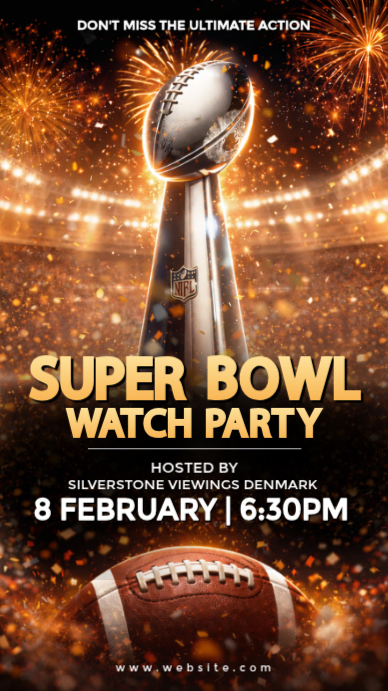 Plantilla de Black and gold super bowl watch party invite template ...