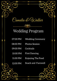 Gold Wedding Program Template | PosterMyWall