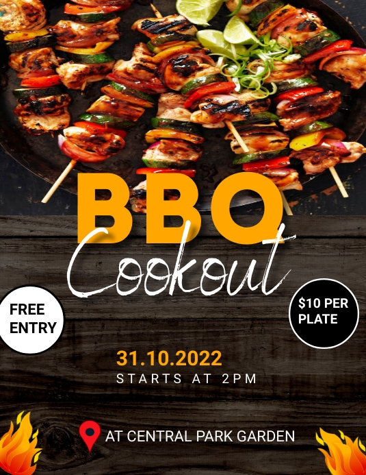 Black and Orange Barbecue Cookout Event Flyer Template | PosterMyWall