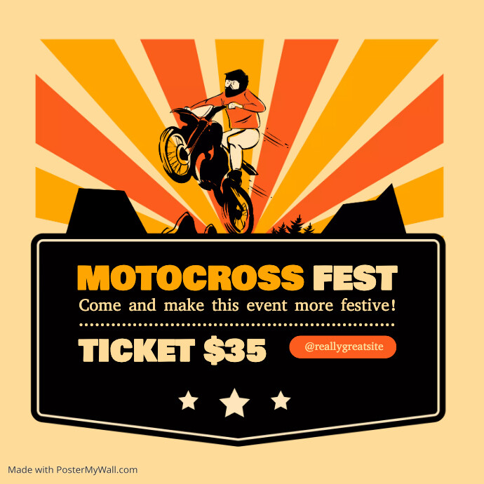 Black and Orange Illustrated Motocross Fest Templat | PosterMyWall