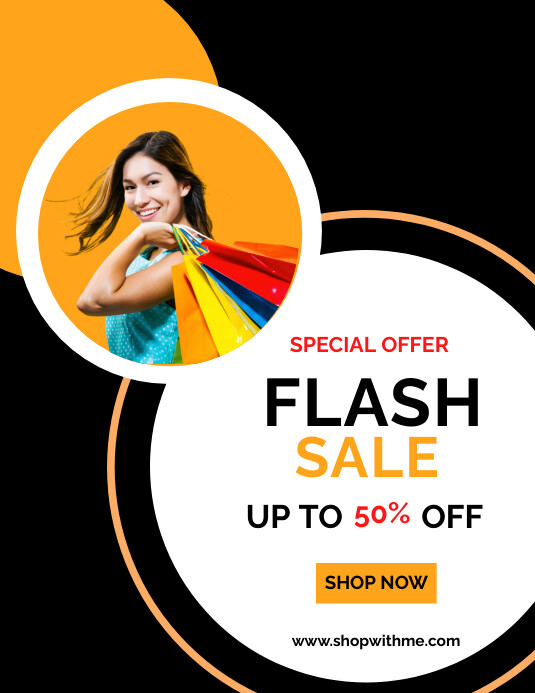 Black and Orange Joyful Flash Sales Flyer (us Template | PosterMyWall