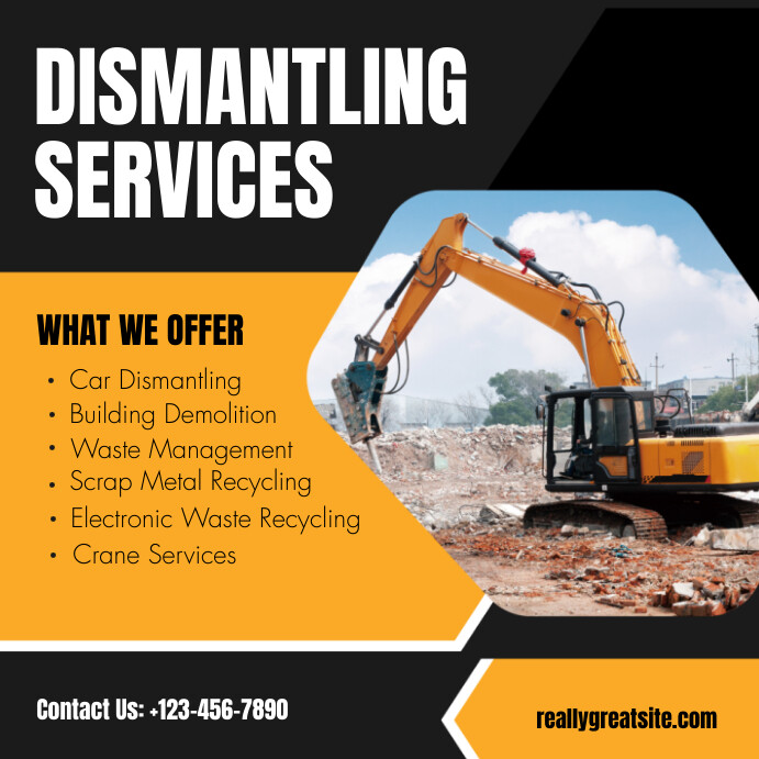 Black and Orange Minimalist Dismantling Servi Template | PosterMyWall