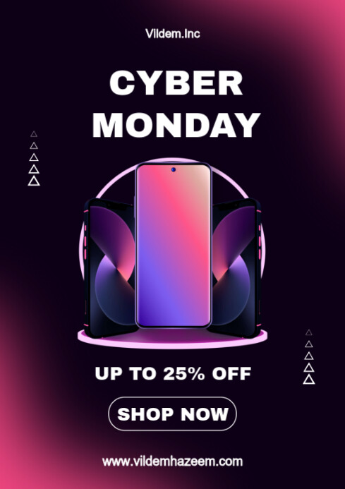 Black and Pink Gradient Cyber Monday flyer Template | PosterMyWall