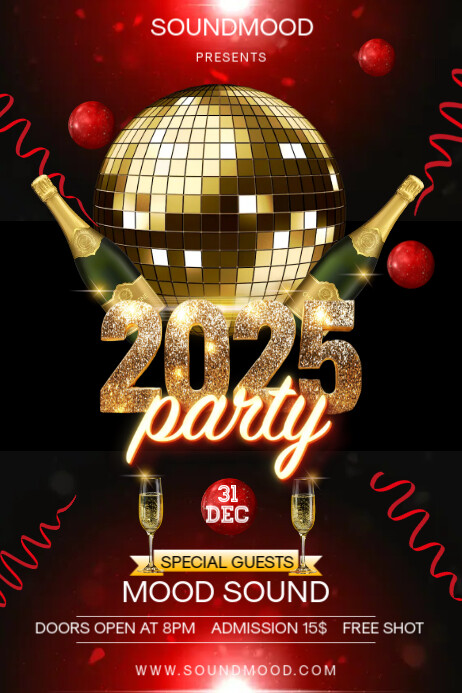 Copy of Black and Red 2025 Club Party Night Poster | PosterMyWall
