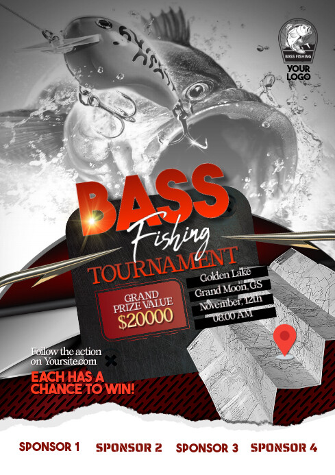Black And Red Bass Fishing Tournament Templat Template | PosterMyWall