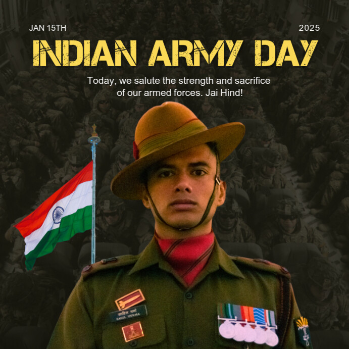 Black And Red Indian Army Day Instagram Post 2025 Template | PosterMyWall