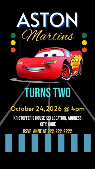 Black and red Joyful Cars Birthday Invitation Template | PosterMyWall