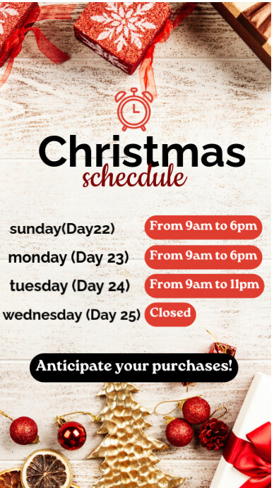 Black and Red minimalist opening Hours christmas instagram story ...