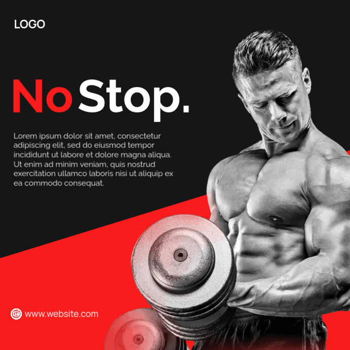 Black and red Professional Gym Ads Instagram Post Template | PosterMyWall