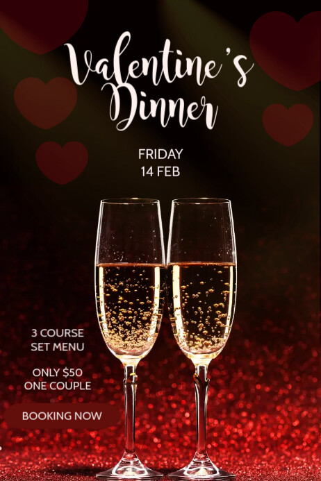 Black And Red Professional Valentine's Dinner Ads Poster Template ...