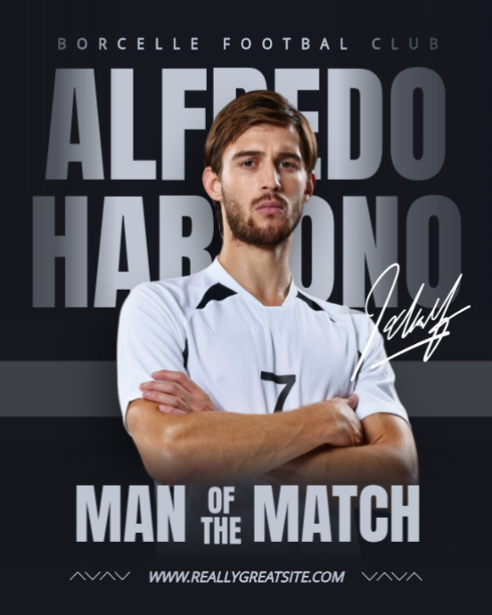 Plantilla de Black and Silver Modern Football Man of the Match ...