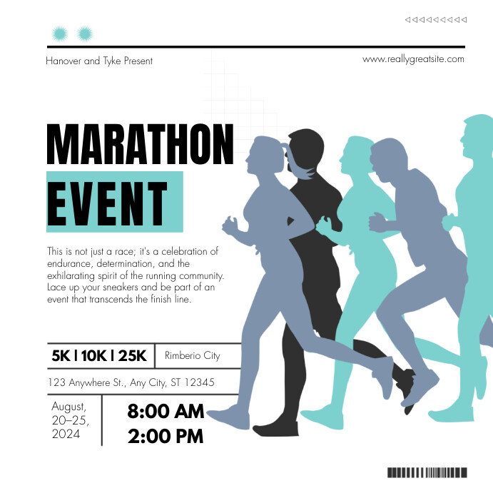Black and Teal Modern Marathon Event Instagra Template | PosterMyWall