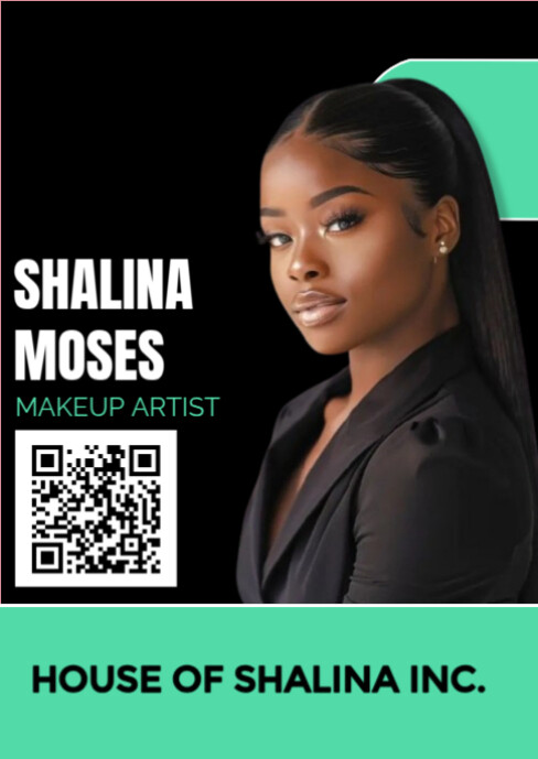 Black and Turquoise Make up artist ID Card Template | PosterMyWall