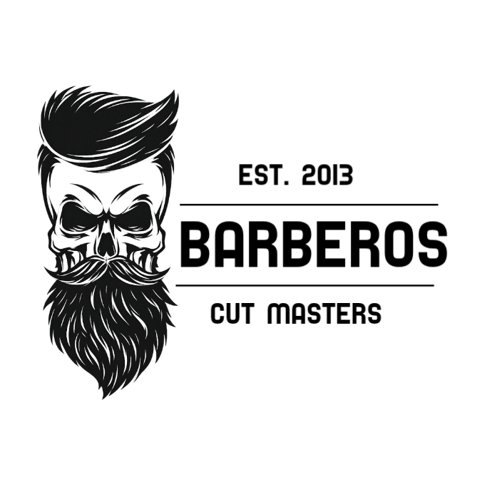 Black and white Bold Skull Barber Shop - Masculine Grooming & Beard ...