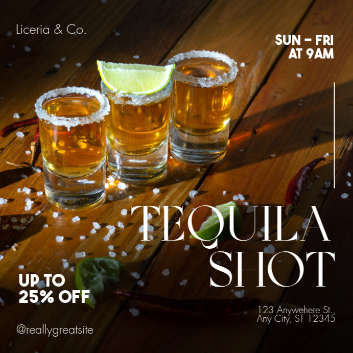 Copy of Black and White Classic Tequila Shot Instagram Post | PosterMyWall