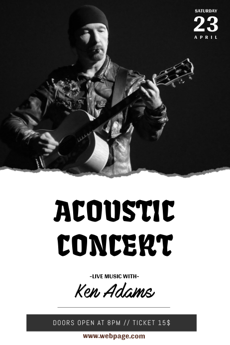 Black and white concert event flyer templaet Template | PosterMyWall
