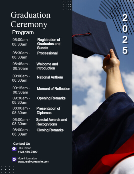 Modèle Black and White Geometric Graduation Program | PosterMyWall