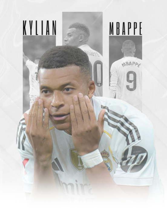 Plantilla de Black And White Gradien Kylian Mbappe Real Madrid Player ...