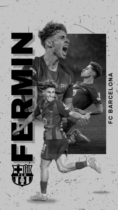 Plantilla de Black And White Gradient Fermin Lopez FC Barcelona Player ...