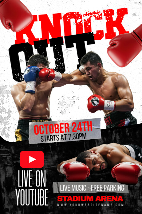 Copy of Black and White Grunge Boxing Poster | PosterMyWall