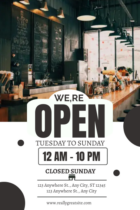 Black and White Minimalist We're Open Store Template | PosterMyWall