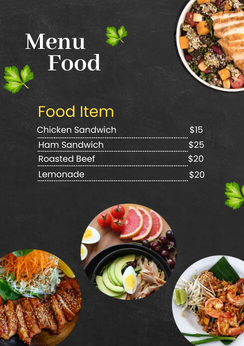 Black and White Modern Food Menu Template | PosterMyWall