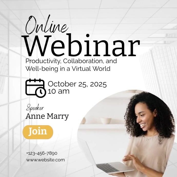 Black and White Modern Minimal Webinar Event Template | PosterMyWall