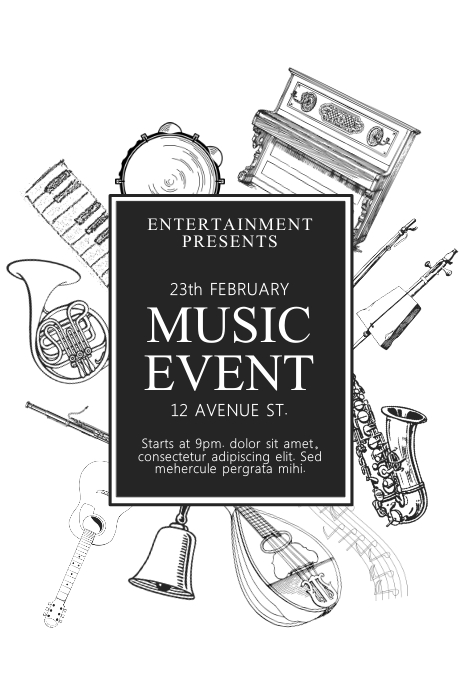 Copy of Black and White Music Event Flyer Template | PosterMyWall